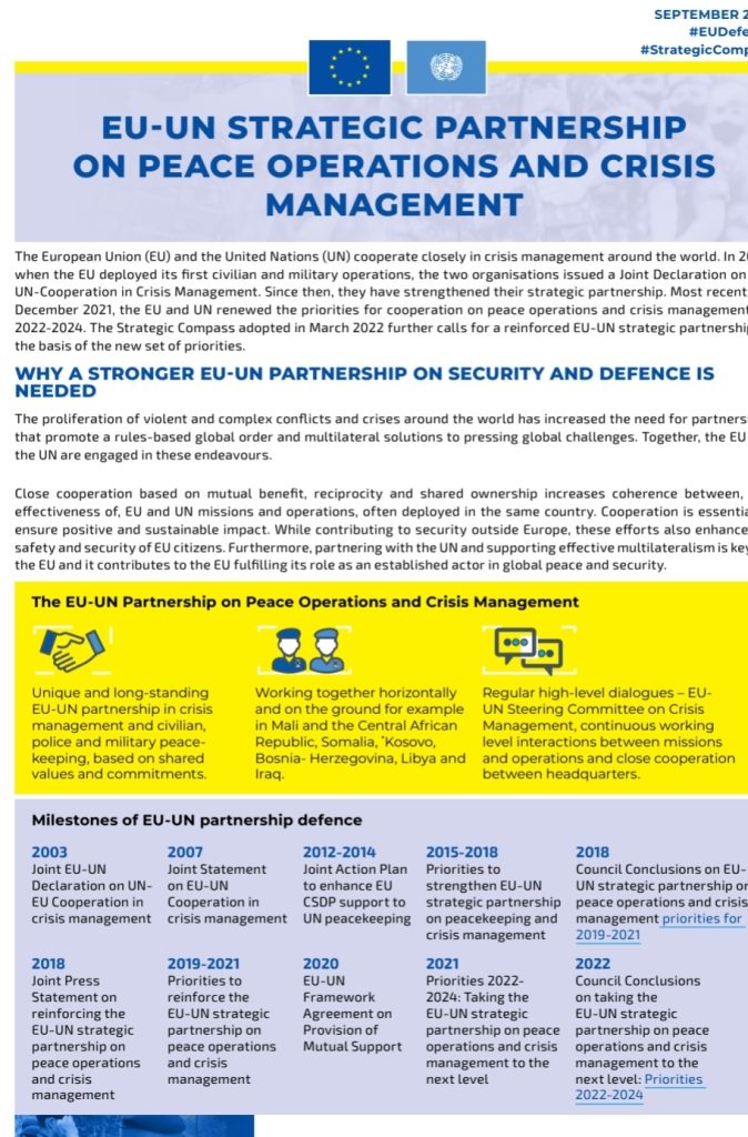 EU-UN strategic partnership on peace operations and crisis management ...
