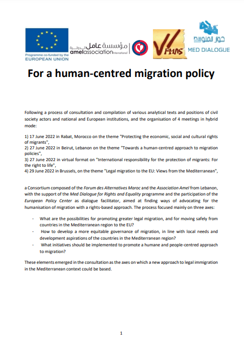 For a human-centred migration: Policy Paper - EU Neighbours