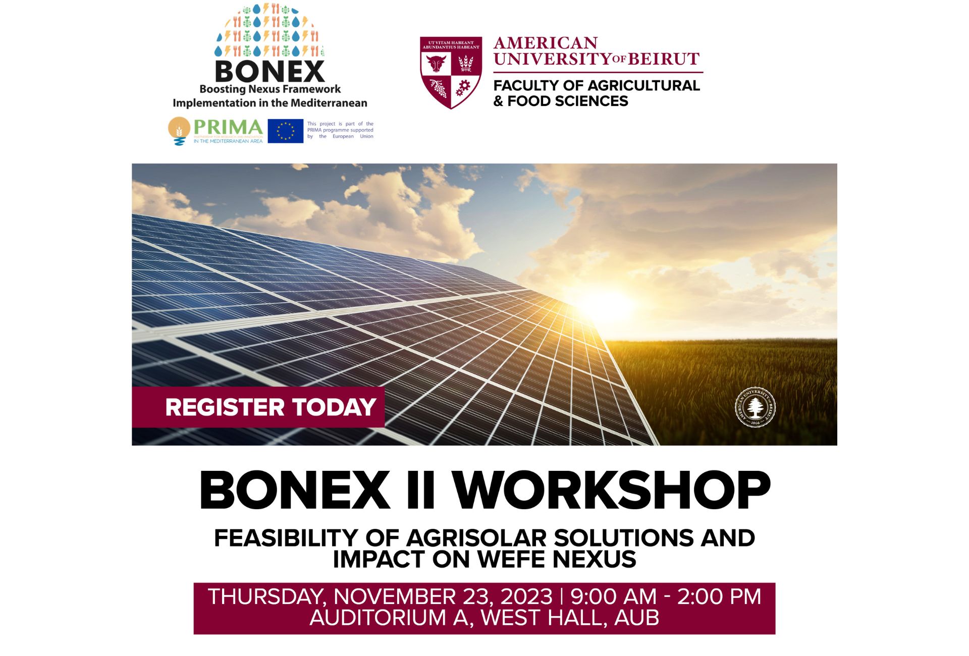 2nd Lebanon BONEX Workshop on agrisolar solutions, EU-funded PRIMA ...